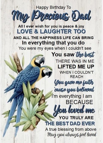Happy Birthday To My Precious Dad A5 Sized Dad Father Birthday Card ...