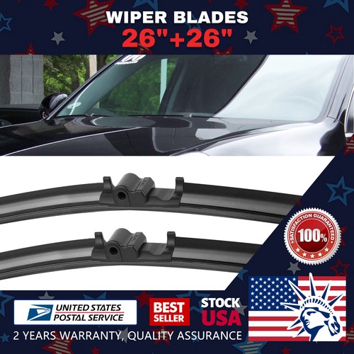 4 Season 26''+26'' Side lock Bracketless Soft Rubber Wiper Windshield ...