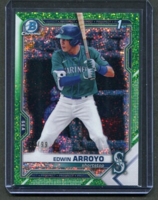2021 Bowman Draft Chrome Green Sparkle Edwin Arroyo #BDC-74 /99 ...