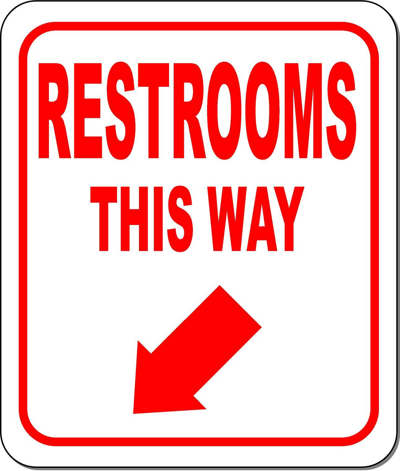 RESTROOMS THIS WAY DIRECTIONAL RED 8 Arrow Variations Aluminum ...