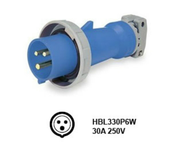 Hubbell HBL320C6W Pin and Sleeve IEC Watertight Connector 250V 20 amp 3 ...