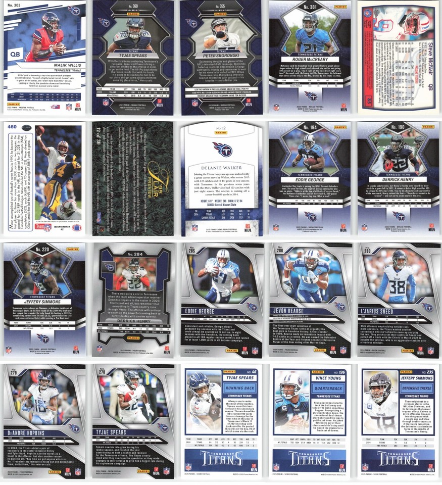 Tennessee Titans Team Lot of 100 NFL Football Cards Collection | eBay
