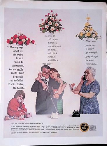 Florists Telegraph Delivery Ordering Flowers Vintage Print Ad 1963 LIFE ...