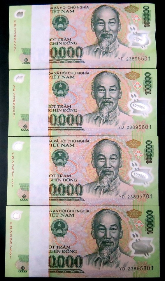 Vietnam 10 Million Dong = 100 notes x 100,000 Dong Uncirculated notes ...