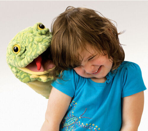 Retired Folkmanis Green and Yellow Frog Stage Puppet (2896) 14" Long | eBay