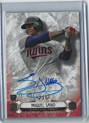 2016 Topps Tier One Miguel Sano Breakout Auto Rookie (Twins) #BOA-MSA ...