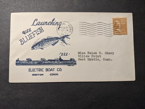 Submarine USS BLUEFISH SS-222 Naval Cover 1943 WWII HEBDITCH Launch ...