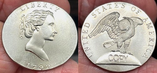 1792 GALLERY MINT PATTERN QUARTER STRUCK ON A CLAD QUARTER PLANCHET ...