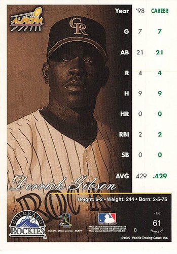 Derrick Gibson Rookie Aurora 1999 Baseball Card #61 | eBay