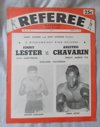 March 12 1966 Referee Magazine Boxing Program Aristeo Chavarin Vs Jimmy ...