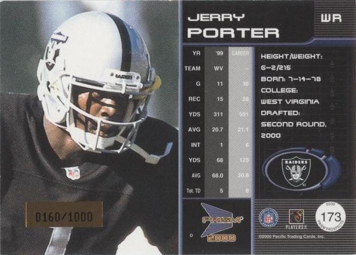 2000 Prism Prospects Jerry Porter #173 for sale | eBay