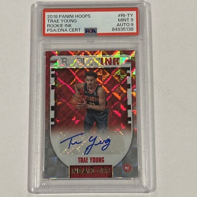 2018-19 Panini Hoops Rookie Ink Trae Young ROOKIE AUTO PSA 9 Mint RC # ...