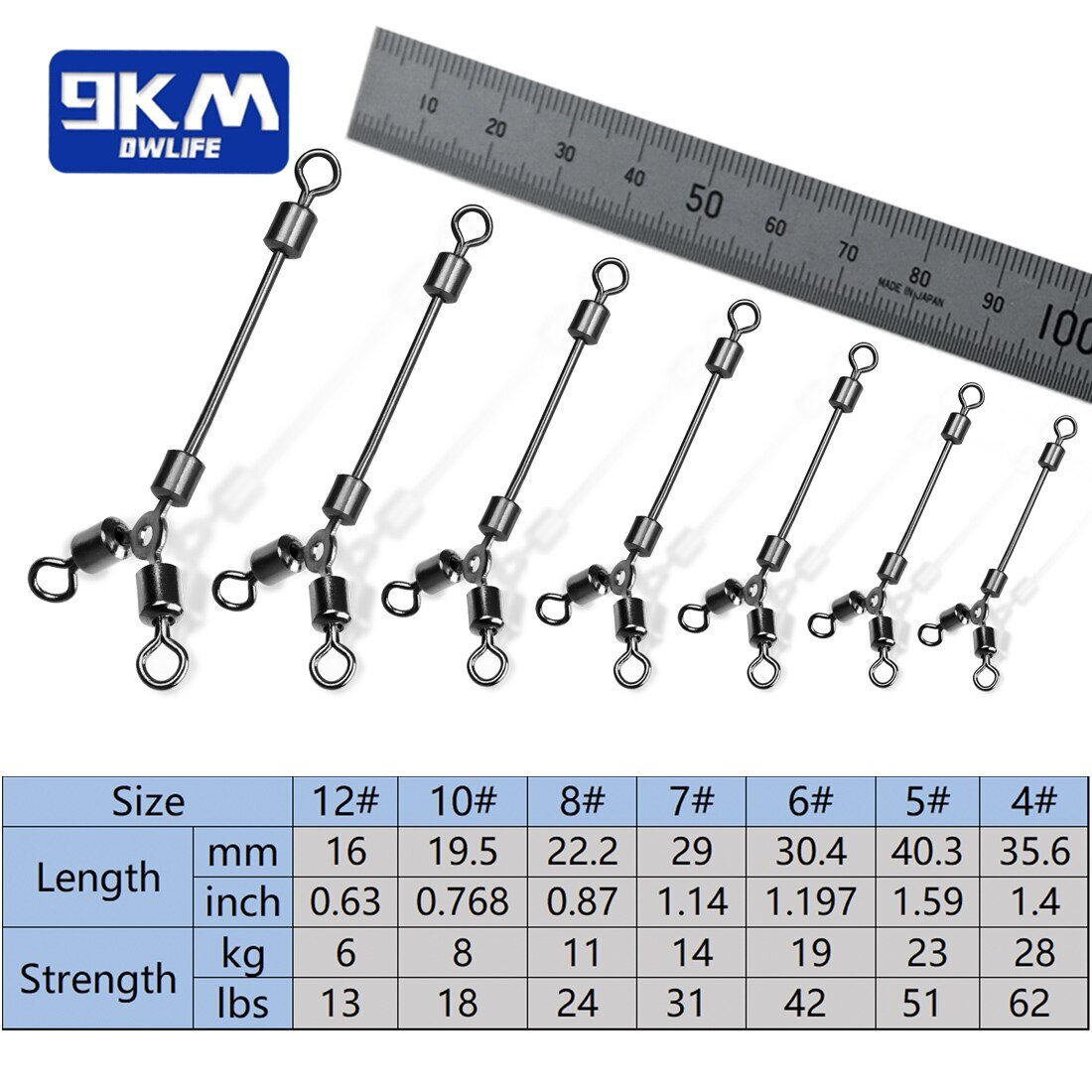 25~50Pcs 3 Way Swivels Heavy-Duty Rolling T Swivel Rigs Fishing Tackle ...