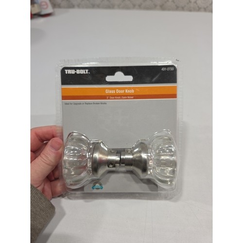 Tru Bolt Glass Door Knob 2 Inch Satin Nickel Ideal for Upgrade or ...