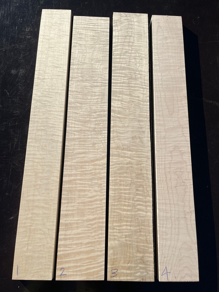 CURLY TIGER STRIPE MAPLE electric guitar neck blank 725-750 x 90-120 x ...