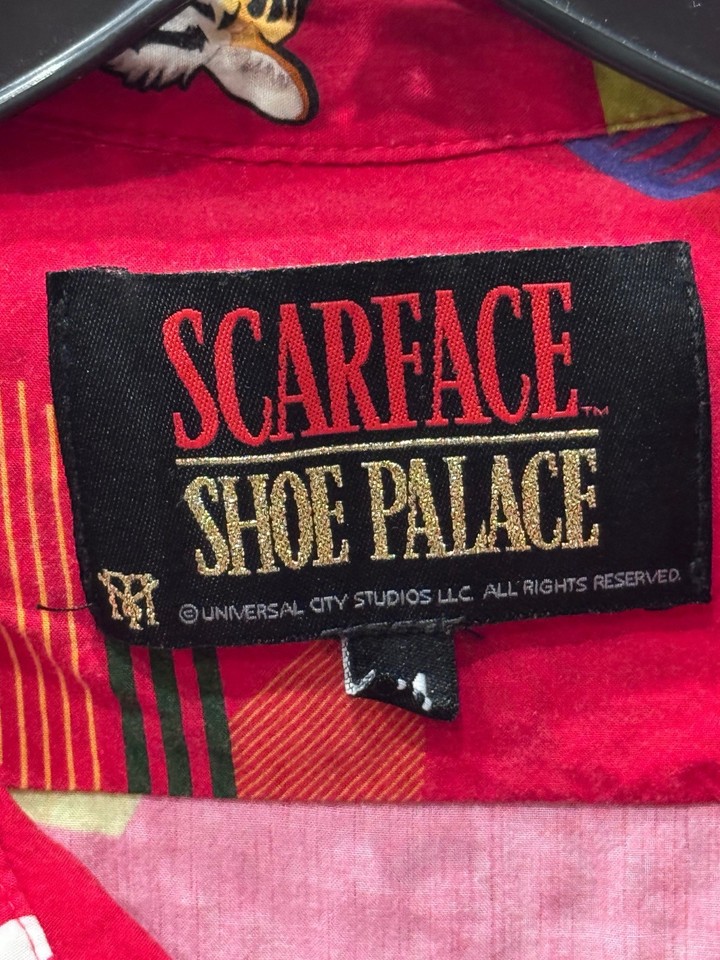 RARE Scarface Shoe Palace Tige Artwork SHORT SLEEVE BUTTON UP SHIRT ...