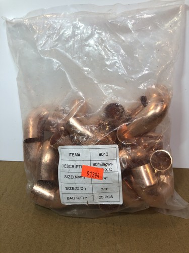 25pcs 3/4" 90 Degrees Elbows # 9012 FTG X C Copper Pipe Fittings NEW | eBay
