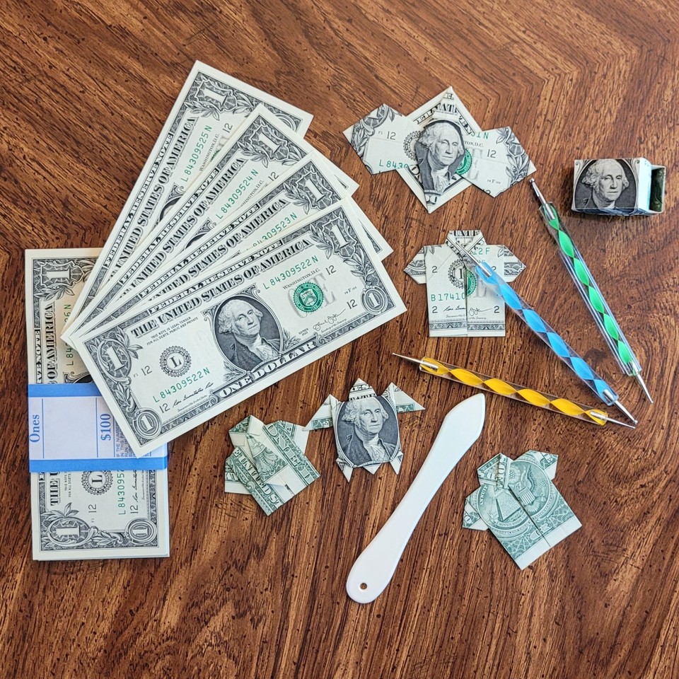 DOLLAR ORIGAMI GIFT BOX - Handmade Gift Art $1 Bill (x2) New ...