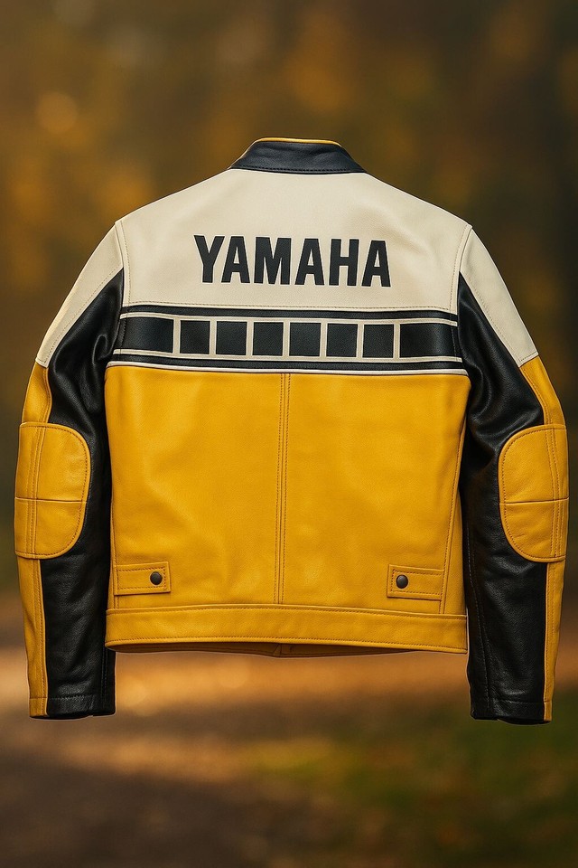 Yamaha Racing Yellow Leather Motorcycle Jacket – Real Cowhide Biker ...
