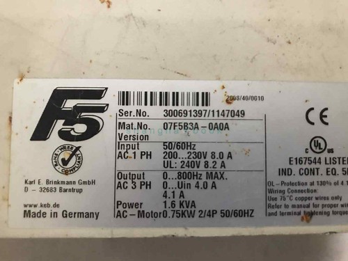 used working 07F5B3A-0A0A 0.75KE Via DHL or Fedex | eBay