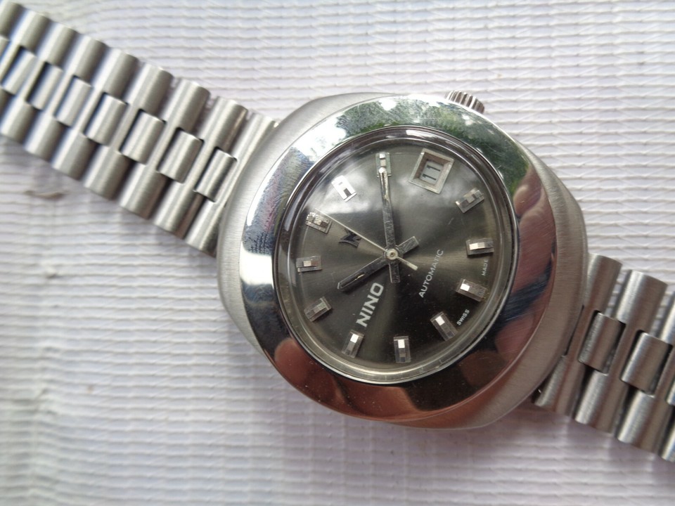 RARE Swiss SS Vintage Nino Men's Automatic Wristwatch | Gray Oval Dial ...
