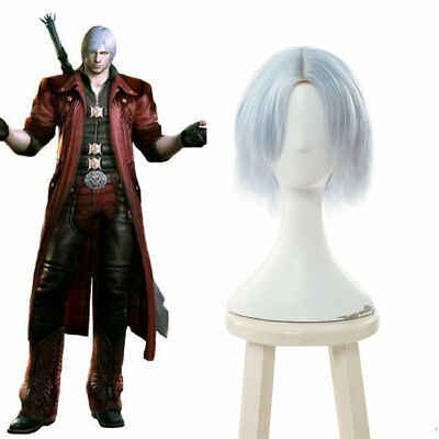 Devil May Cry Dante Cosplay Wig Silver Man Bangs Straight Short Hair ...