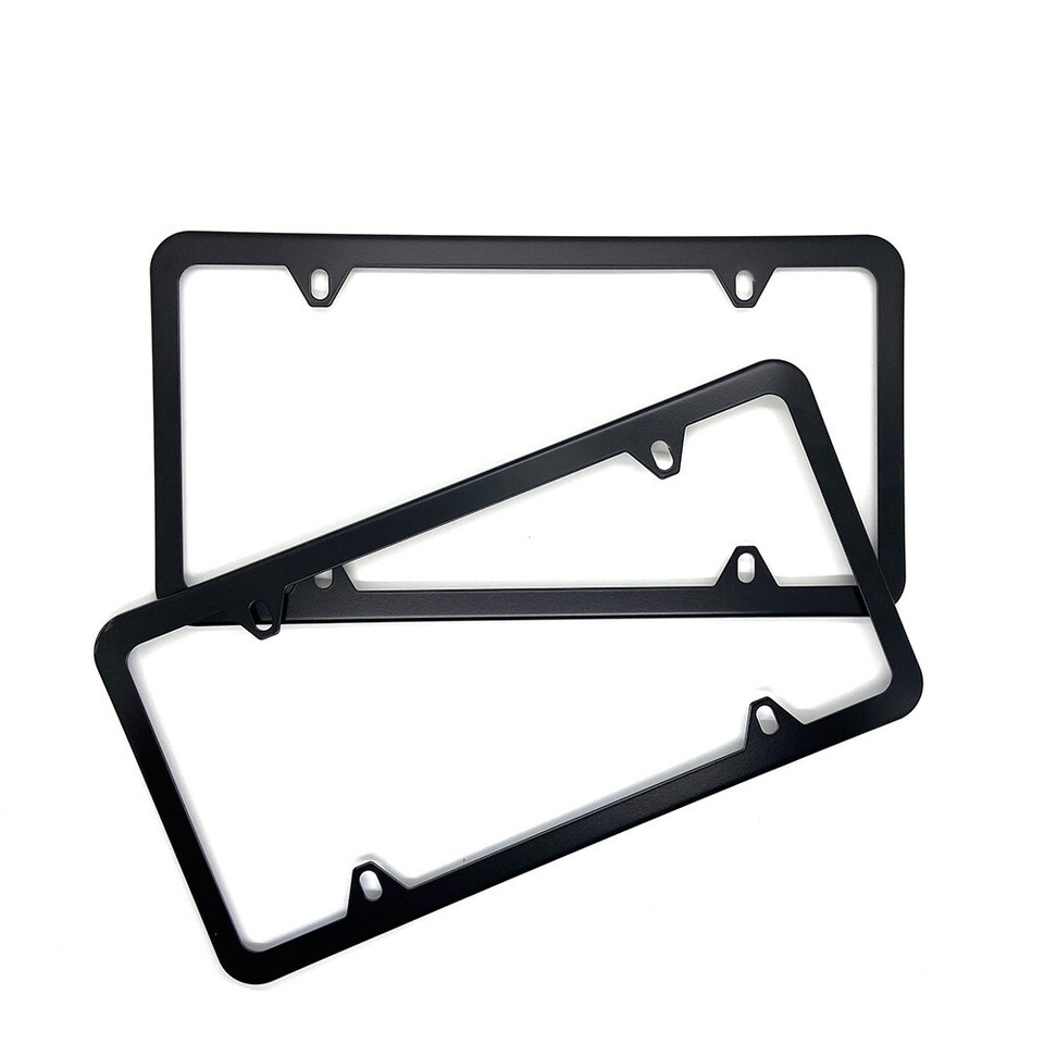 2PCS Stainless Steel Car License Plate Frame Slim Black Front & Rear ...