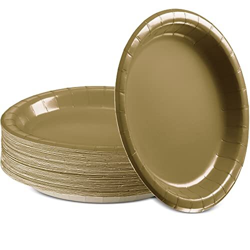 Disposable Paper Plates Gold 6 3/4 Inches Paper Dessert Plates Strong ...
