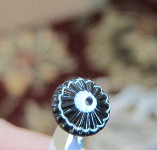 Rare Little Antique 1850's Glass Swirl Back Black & White Charm String ...