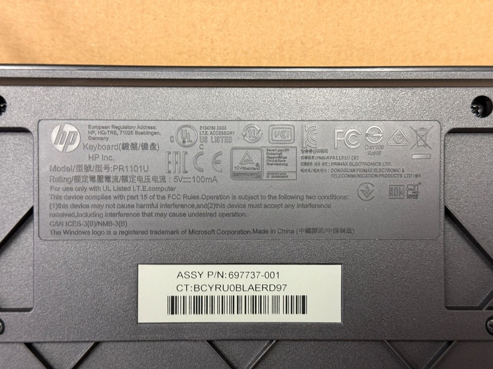 HP PR1101U Wired Keyboard with Number Pad, Black | eBay