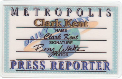 Clark Kent Daily Planet PRESS PASS by Perry White Identification ...