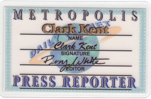Clark Kent Daily Planet PRESS PASS by Perry White Drivers License ...