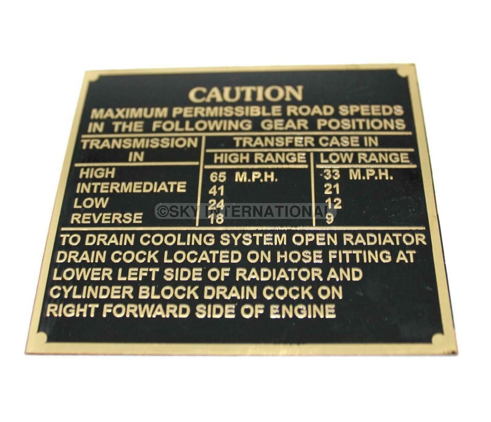 Set Of 3 Brass Data Plate Set Compatible With Vintage Jeep Willys CJ2A ...