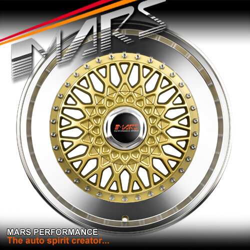 MARS MP-RS 18 inch Gold Mesh Polished lip Alloy Wheels Rim BBS GOLF BMW ...