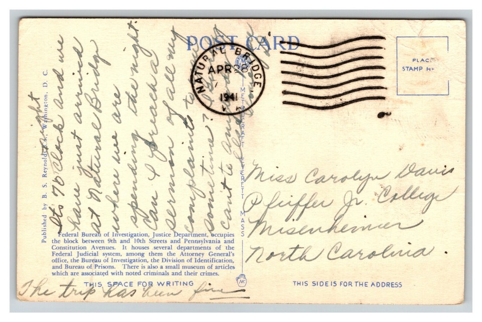 Vintage 1941 Postcard Federal Bureau of Investigation FBI Building ...