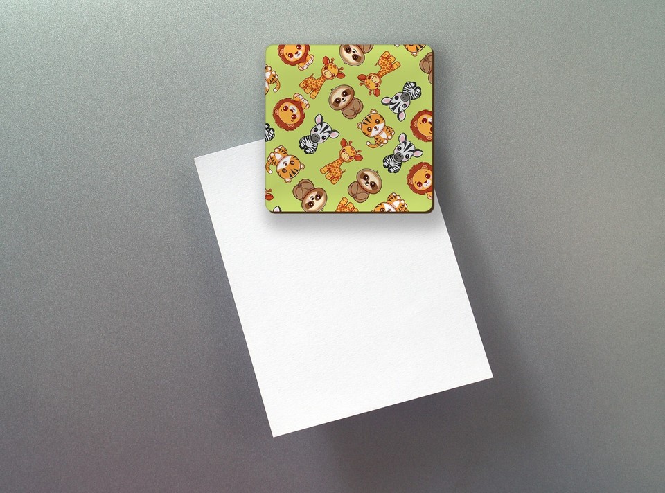 1 x Animals Square Magnet - Safari Zoo Farm Cartoon Kawaii MDF Fridge ...