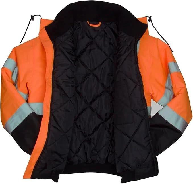 INSULATED WATERPROOF HIGH VISIBILITY REFLECTIVE ROAD WORK BOMBER JACKET ...