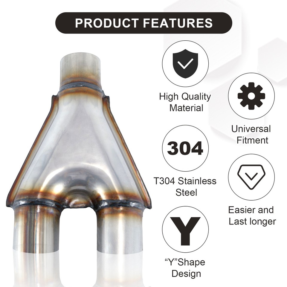3" to 2" Y Pipe Exhaust Tip T409 Stainless Steel Exhaust Adapter ...