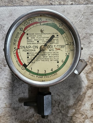 Vintage Snap On Fuel Pump Pressure Gauge 0-25 | eBay