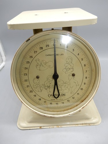 1940s vintage CHATILLON metal BABY Nursery SCALE Farmhouse Decor 30 lb ...