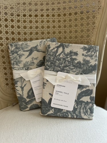 Pottery Barn Sorrel Toile STANDARD Shams (2) Steel Blue NWT OB | eBay