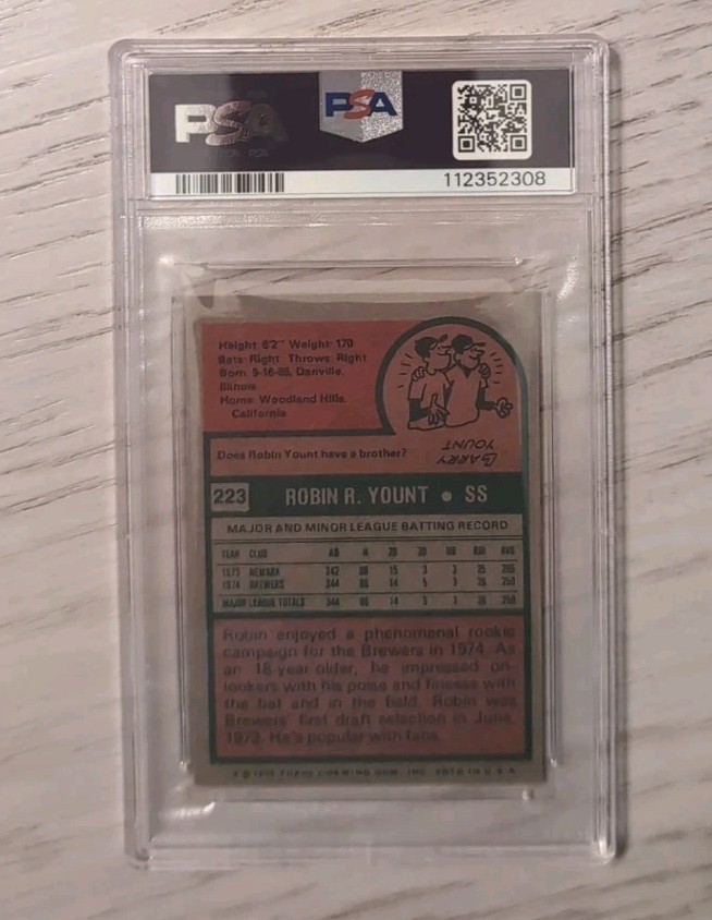 1975 Topps Mini Robin Yount #223 PSA 4 AUTO 9 RC signed ROOKIE card ...