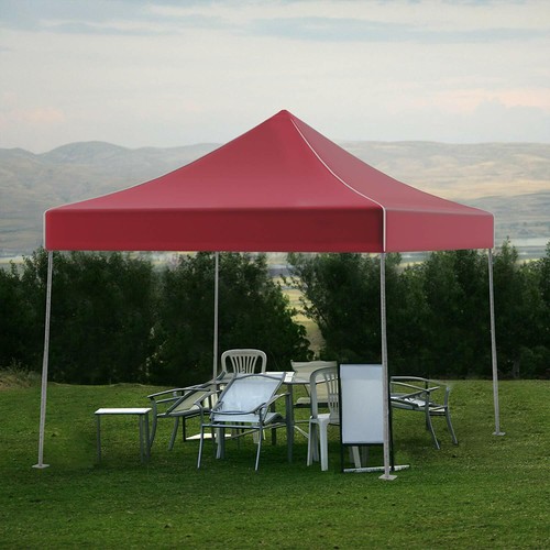 Red 10x10 Outdoor Portable Canopy Tent Shelter Sun Shade Camping Beach ...