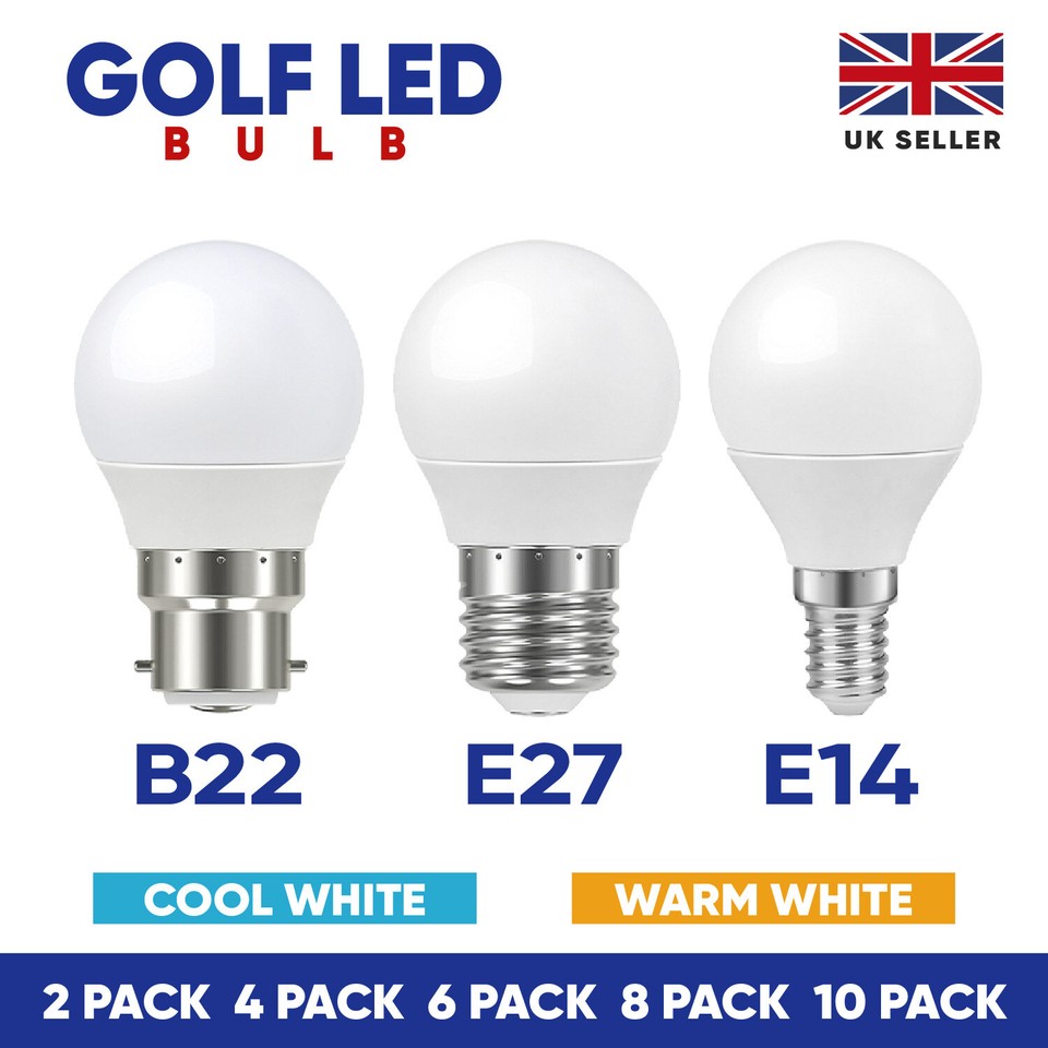 LED Golf Globe Candle Round Light Bulbs 5W SES E14 B22 Bayonet Warm ...