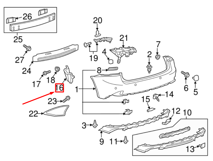 LEXUS IS XE30 Untere Stoßstangenhalterung hinten rechts 5215553070 NEU ...