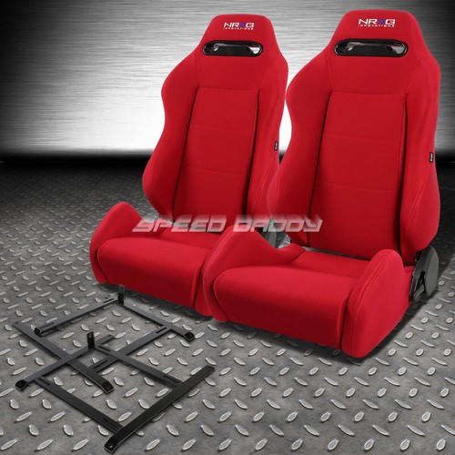 NRG TYPE-R RED RECLINABLE RACING SEAT+LOW-MOUNT BRACKET FOR AP1 HONDA ...