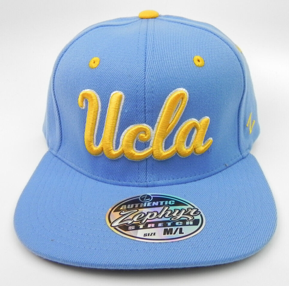 UCLA BRUINS NCAA FLEX-FIT STRETCH FLAT BILL CAP HAT ZH ZEPHYR SIZE: M/L ...
