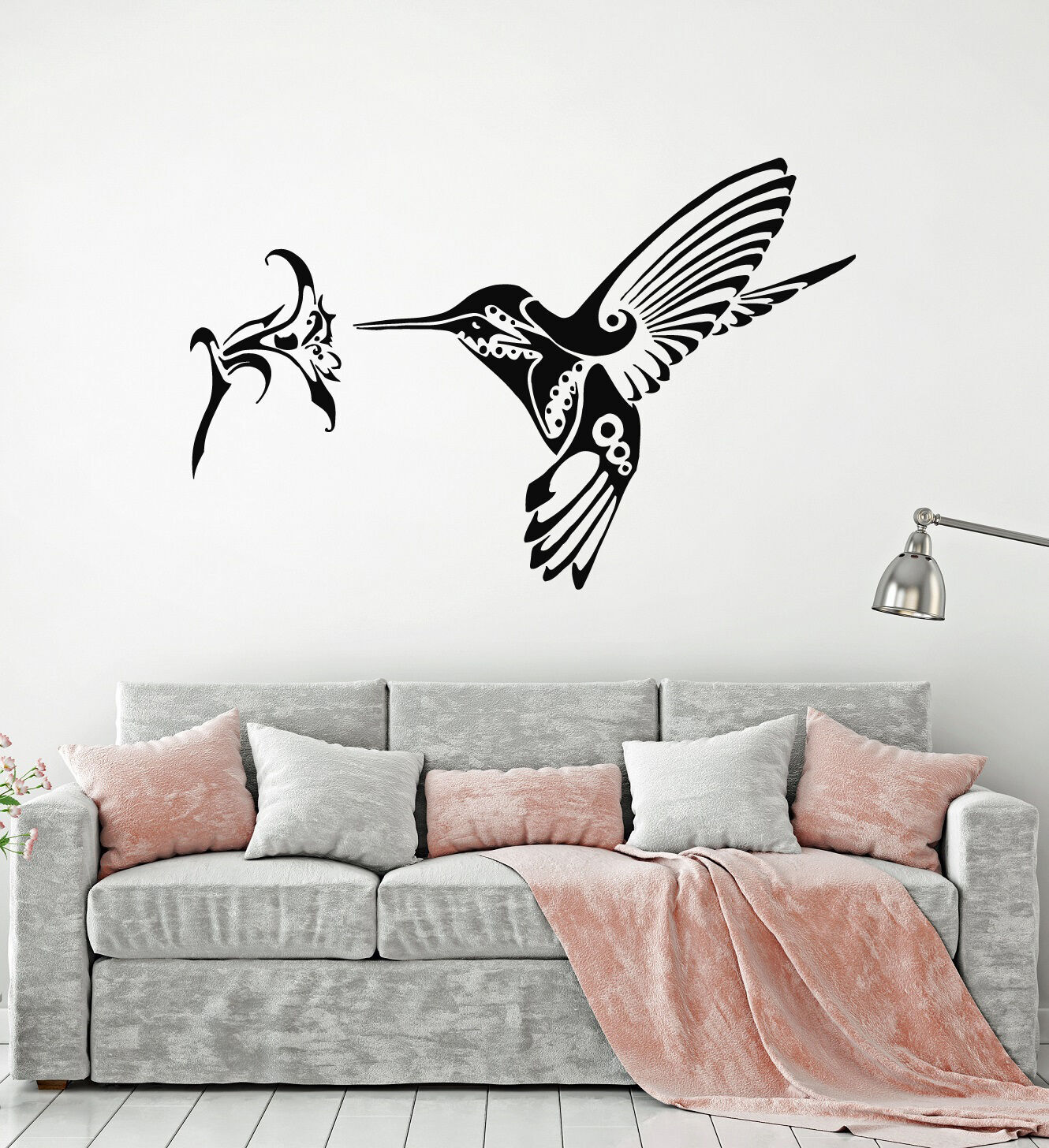 Wall Stickers Vinyl Decal Hummingbird bird flower Great Rooms Decor ...