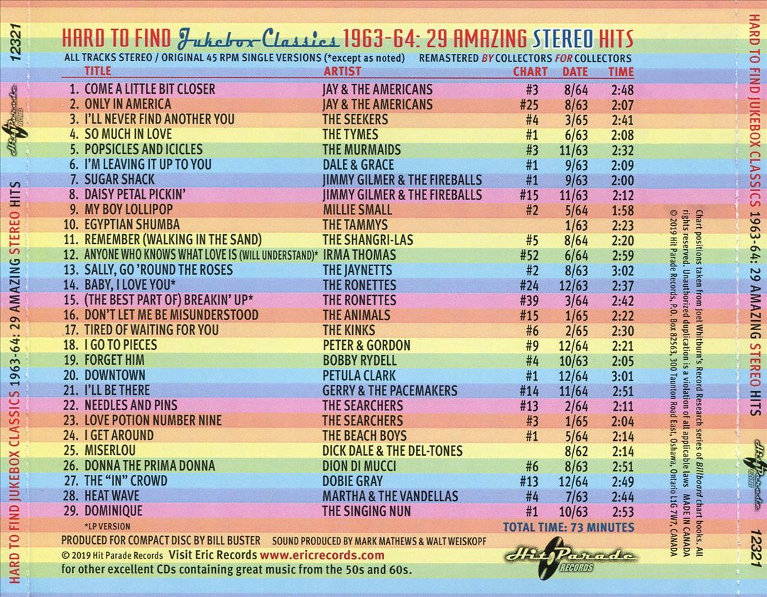 VARIOUS ARTISTS HARD TO FIND JUKEBOX CLASSICS 1963-64: 29 AMAZING ...