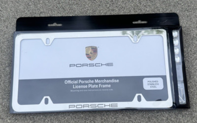 PORSCHE DESIGN POLISHED SLIMLINE "PORSCHE" LICENSE PLATE FRAME W ...
